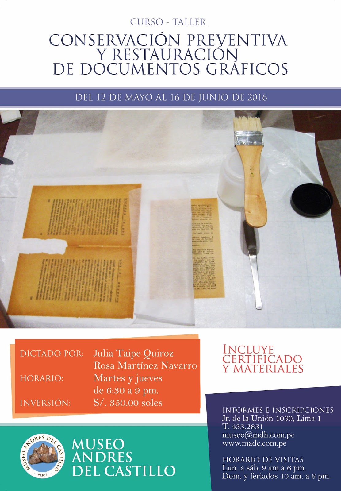 ICOM Perú: Curso taller Conservación preventiva y Restauración de Documentos Gráficos