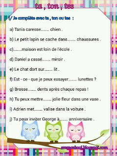 Des activités sur les déterminants ( ma/ mon / mes ) ( ta/ ton / tes ...