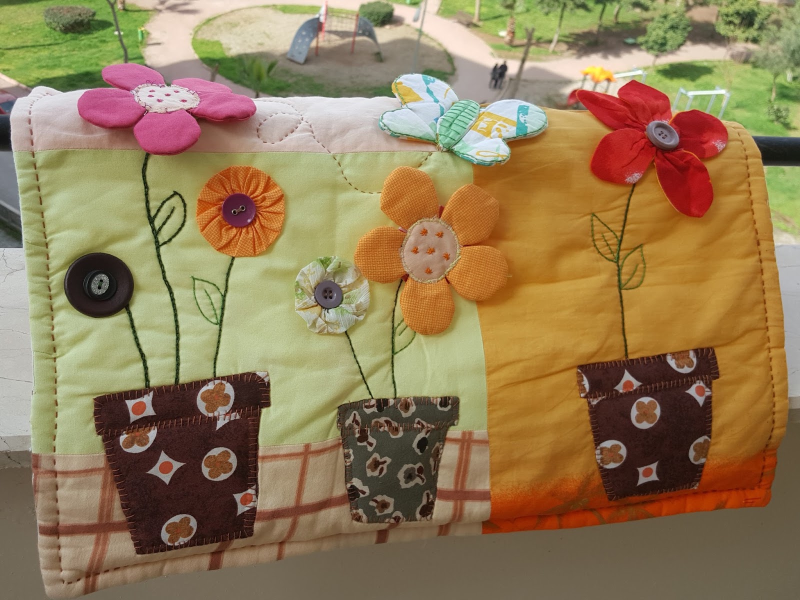 flowers in pots hand applique | All about patchwork and quilting