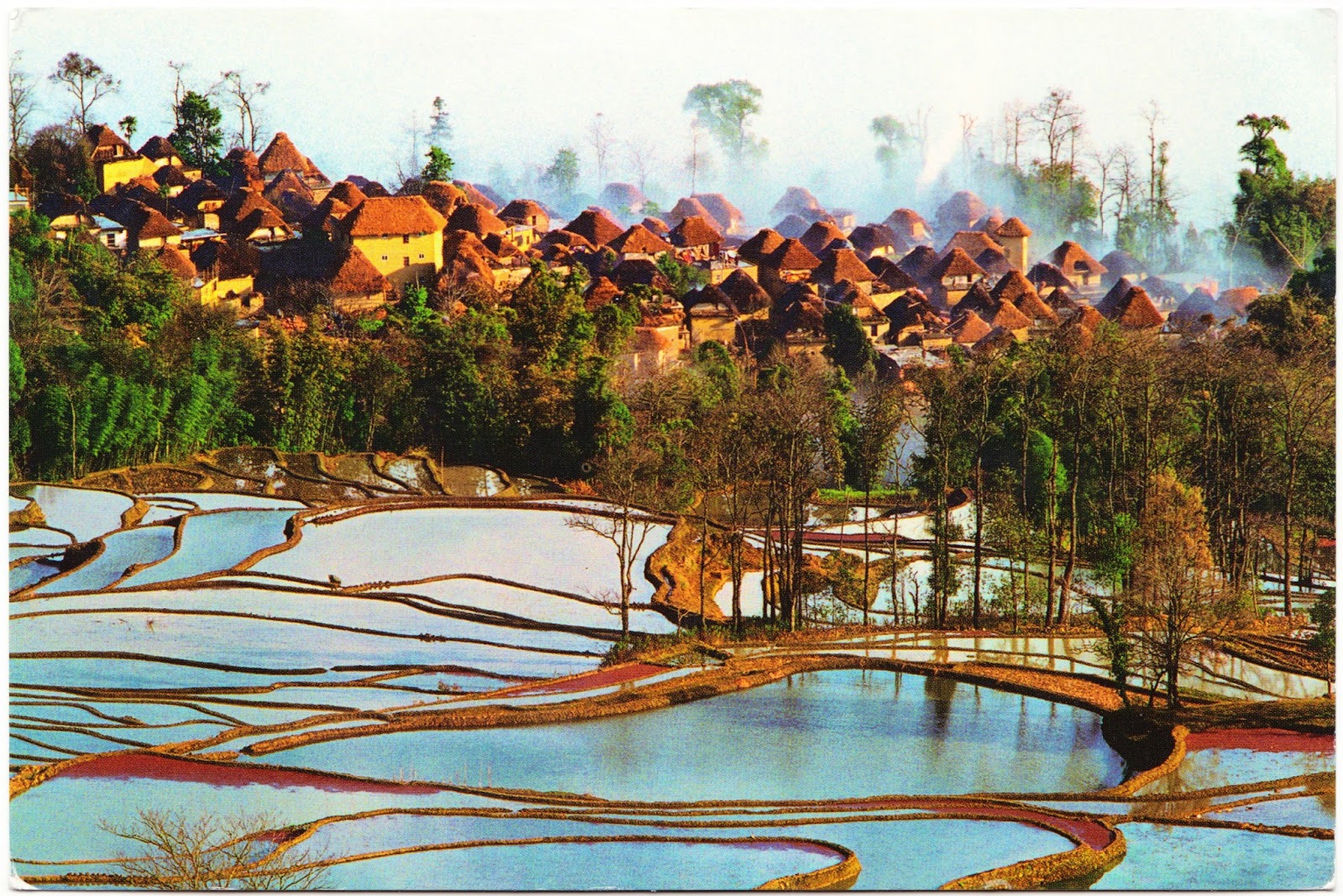 Papergreat: Postcrossing card: Qingkou Hani ethnic village