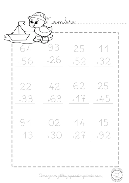 Sumas llevando para imprimir | Imagenes y dibujos para imprimir