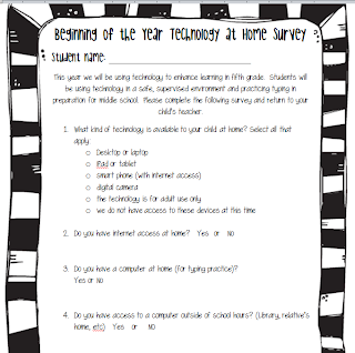 Stuff and Things: Beginning of the Year Parent Technology Survey