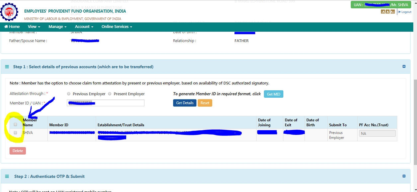 Online PF Transfer from Previous Employer to Current Employer (One ...