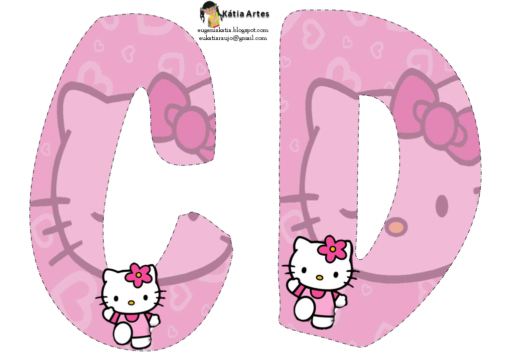Alfabeto de Hello Kitty en fondo rosa. - Oh my Alfabetos!