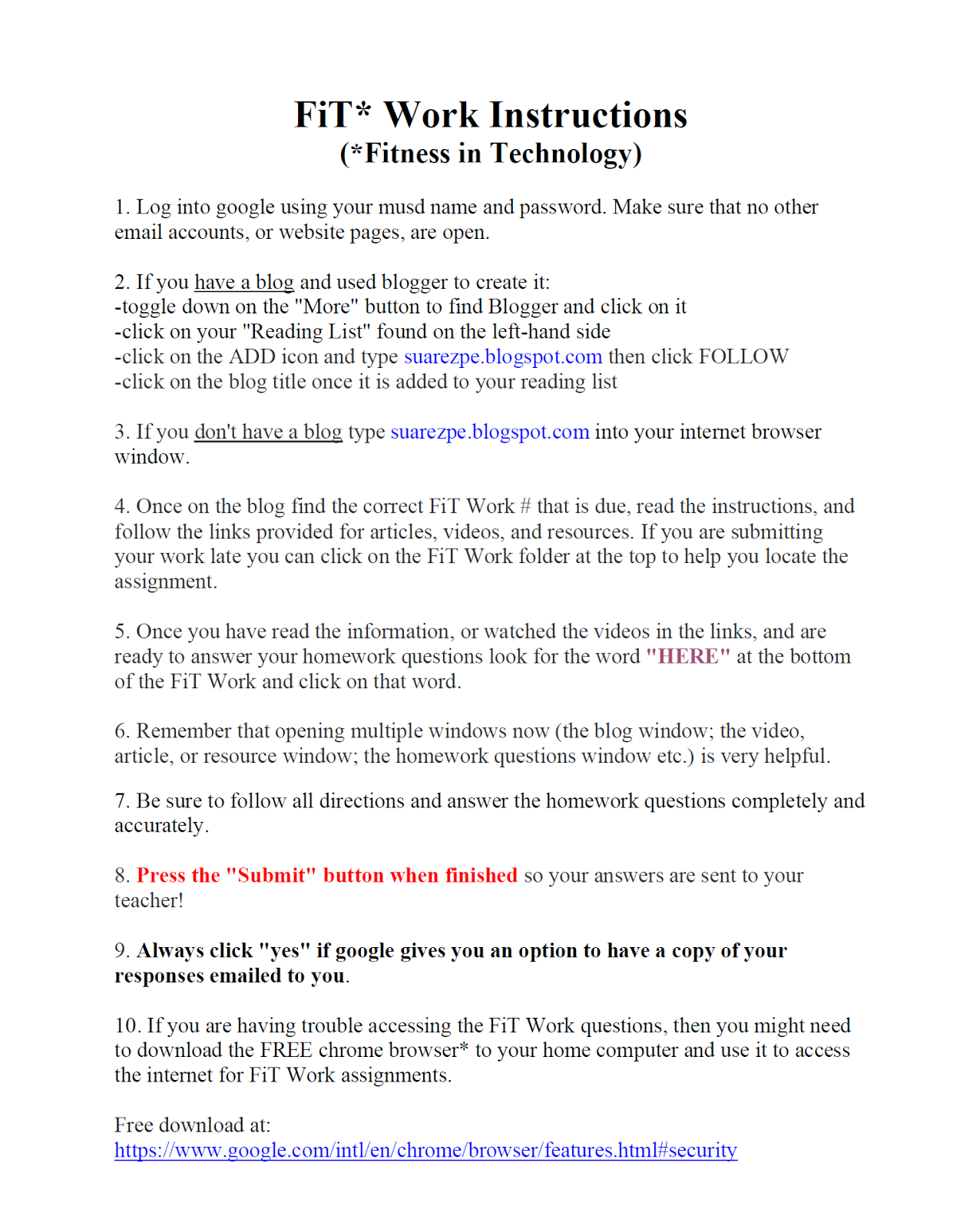 Mr. Suarez's Physical Education Blog: FiT Work Instructions SY 19-20