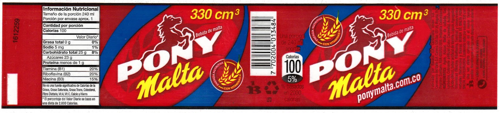 ETIQUETAS DE CERVEZAS Y MALTAS COLOMBIANAS: PONY MALTA