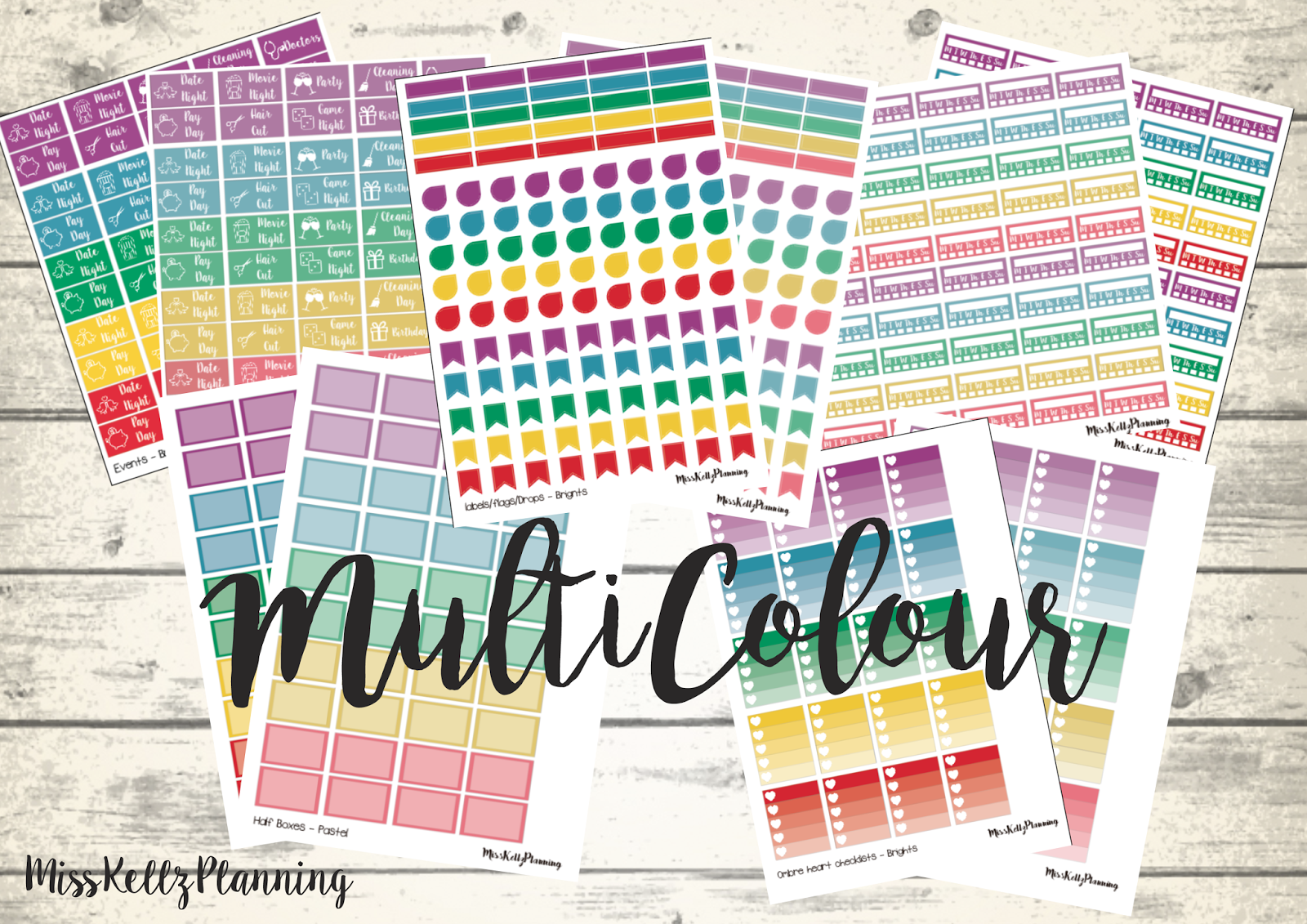 Multi Colour Collection!!!! #FreePrintableStickers - Miss Kellz Planning
