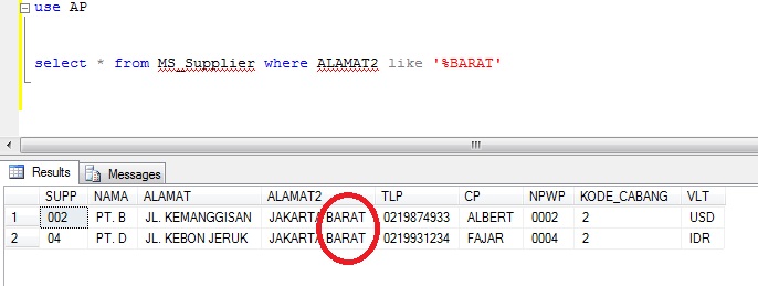 CARA MUDAH BELAJAR DATABASE: Fungsi WHERE pada SQL Server
