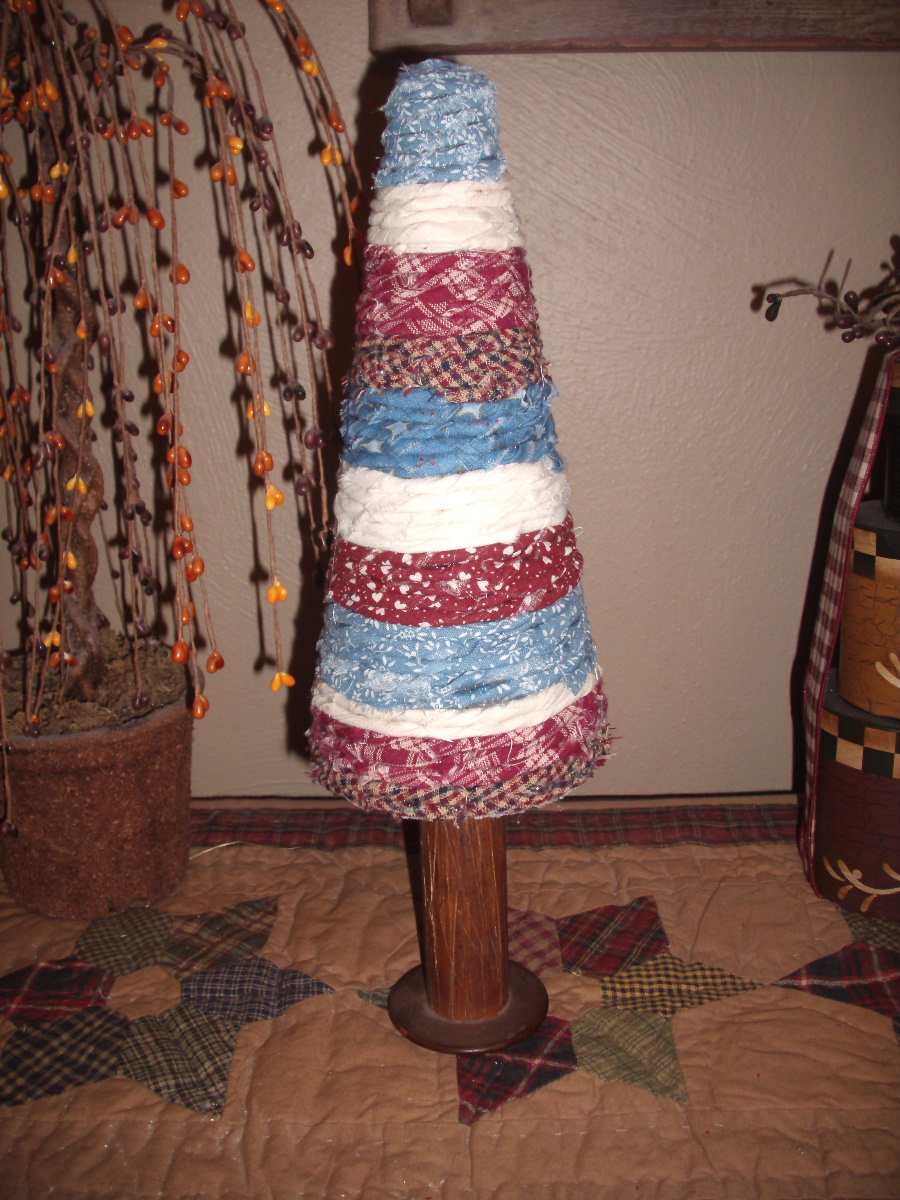 KKL Primitives Selling Blog: AMERICANA THEMED RAG TREE RED, WHITE, BLUE ...