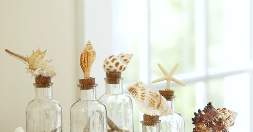 Decorative DIY Glass Beach Bottles Topped with Sea Shells