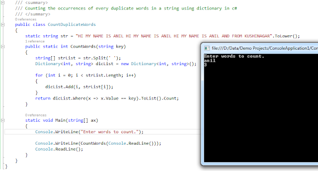 Counting The Occurrences Of Every Duplicate Words In A String Using Dictionary In C Interview