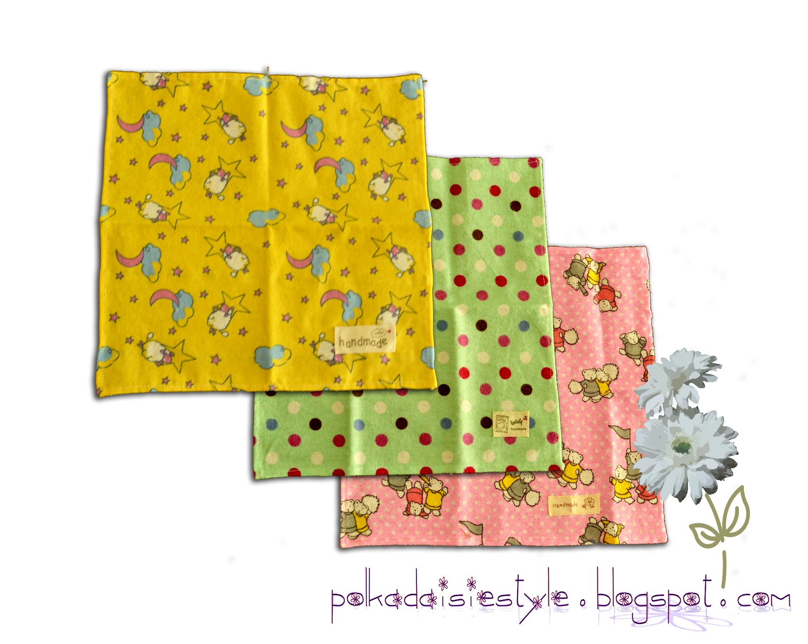 pOlkadaisie.style: handmade hankerchief with cute label