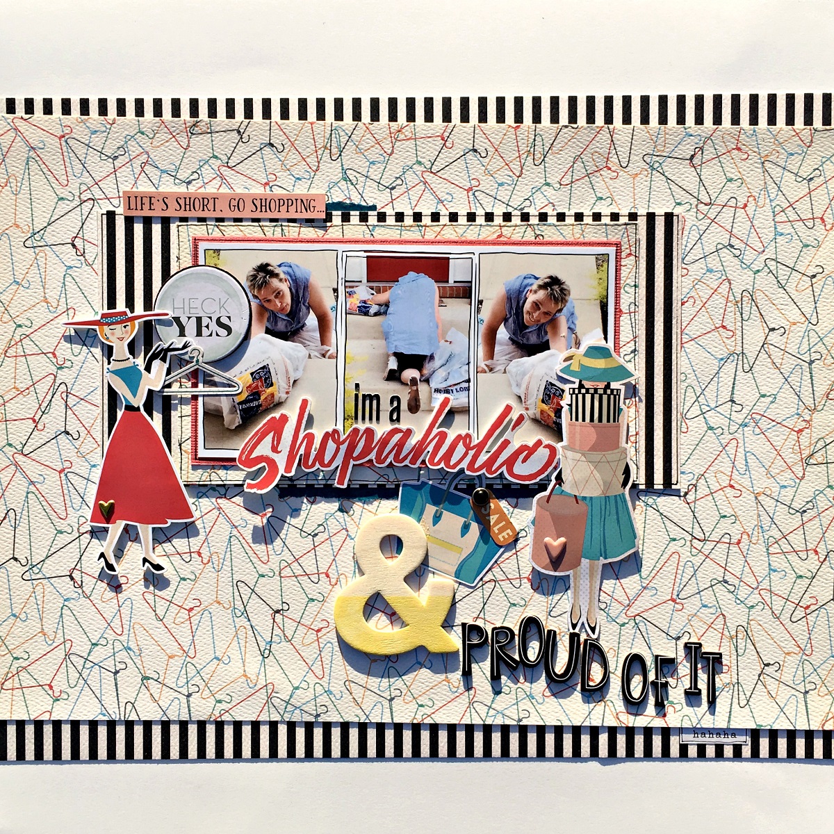 Scrap, Paper, Scissors: I'm a Shopaholic scrapbook layout with Carta Bella