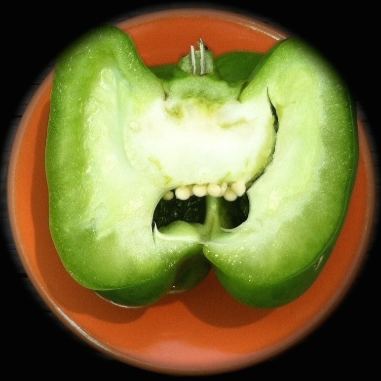 Orange Crate Art: Demon bat-pepper