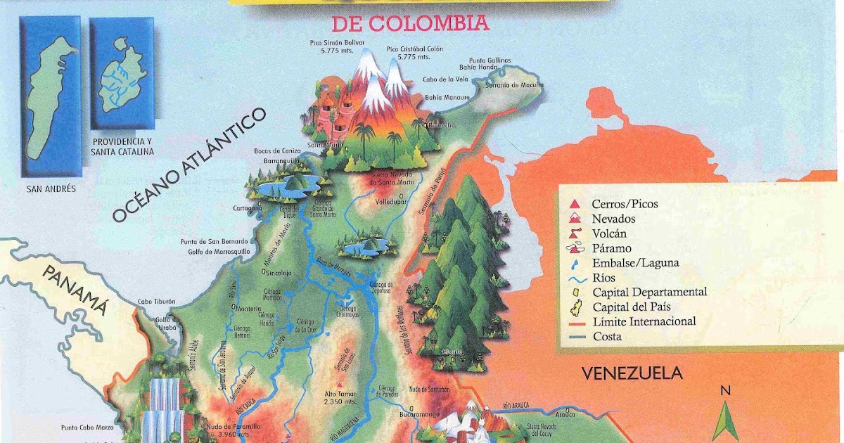 Mapas de Colombia: MAPA DEL RELIEVE COLOMBIANO