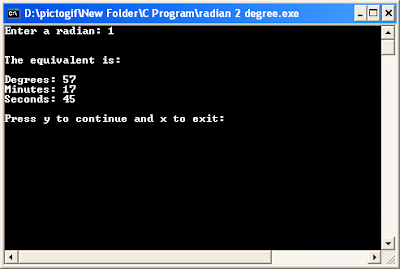 C Program Language (Converting Radian to Degree) ~ Information Technology