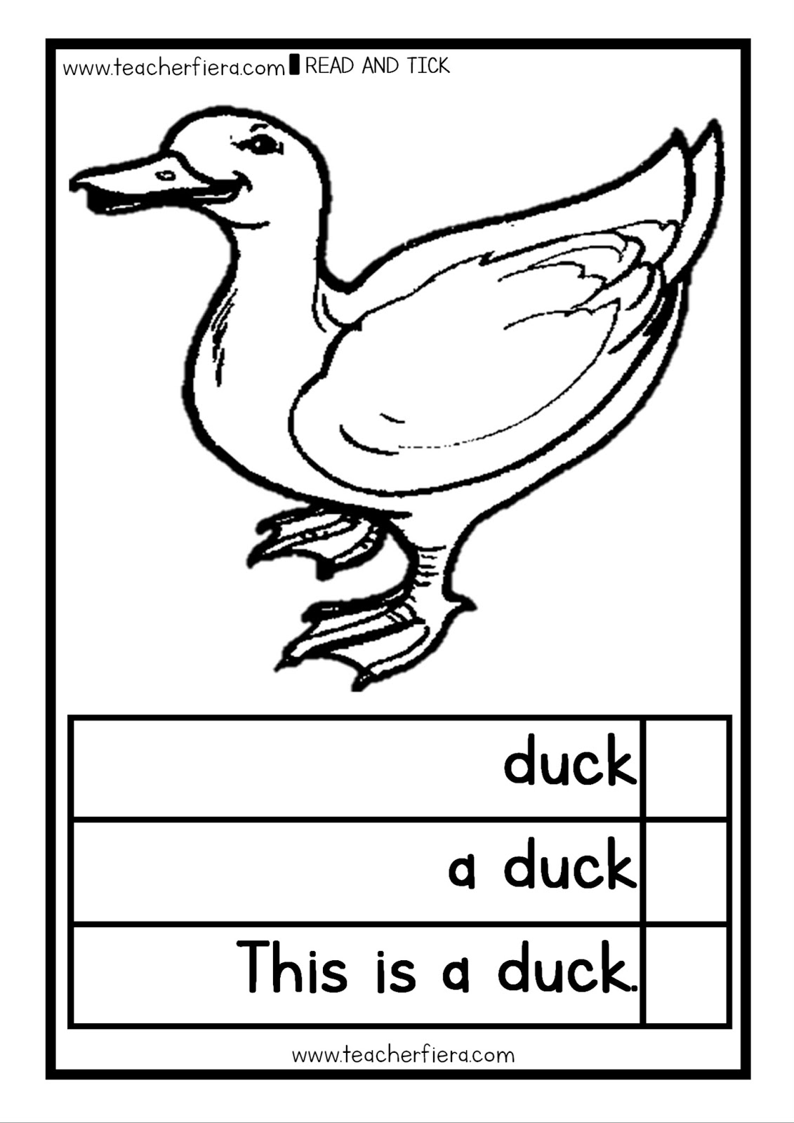 teacherfiera.com: READ AND TICK (BLACK AND WHITE VERSION)