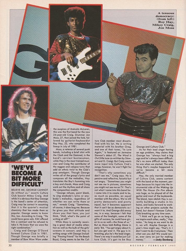 Top Of The Pop Culture 80s: Boy George Interview Record Magazine 1985