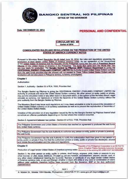 Alleged BSP Circular that Served as Evidence Against PNoy et.al in the ...