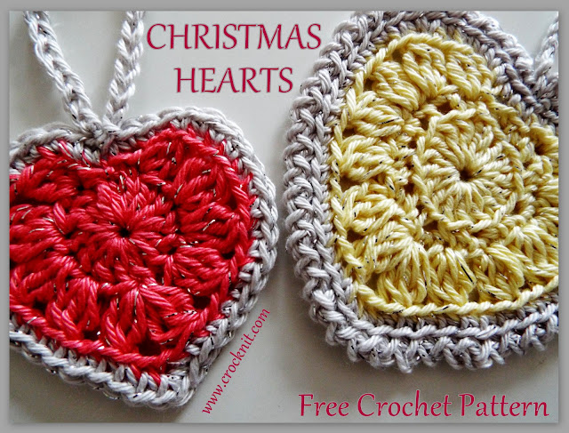 MICROCKNIT CREATIONS: Christmas Hearts Free Crochet Pattern