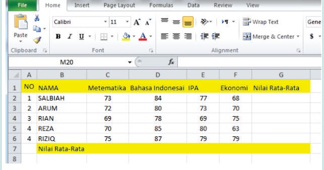 Cara Menghitung Nilai Rata-Rata Pada Excel Dengan Cepat - capslockone.com