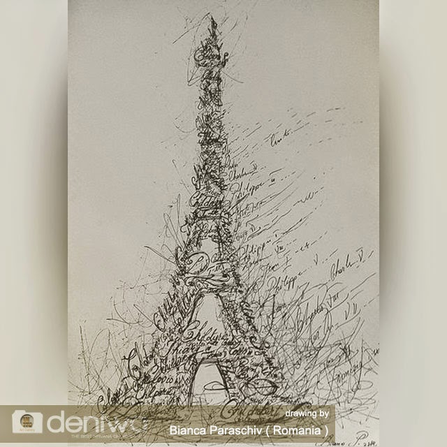 AWESOME PEN CALLIGRAPHY OF EIFFEL TOWER ~ Art Gallery