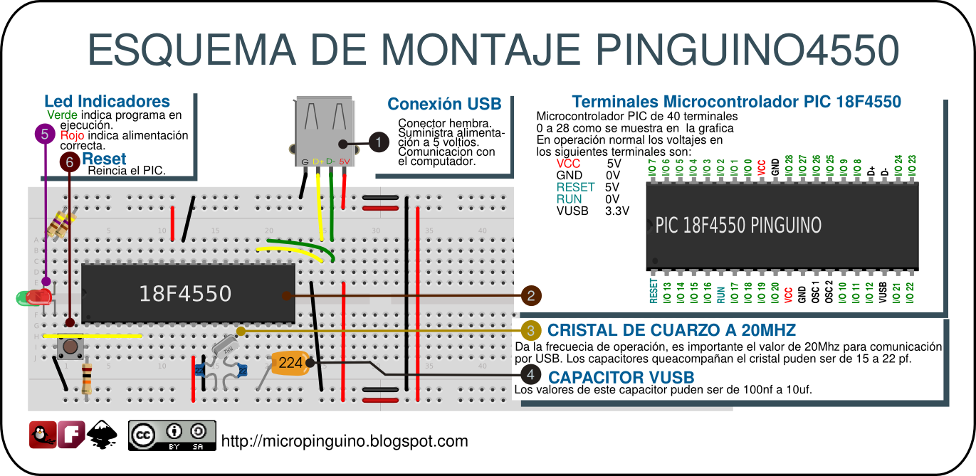 Electrónica Y Programación: Montaje Pinguino 18F4550 Protoboard