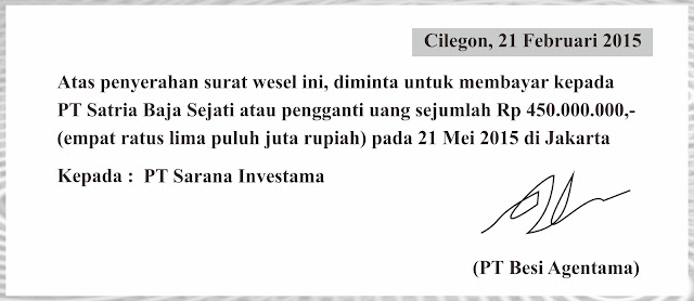 Contoh Wesel dan Promises ~ Ekonomi Syari'ah