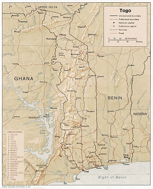 Togo - Peta geografis Togo - Geografia Total™