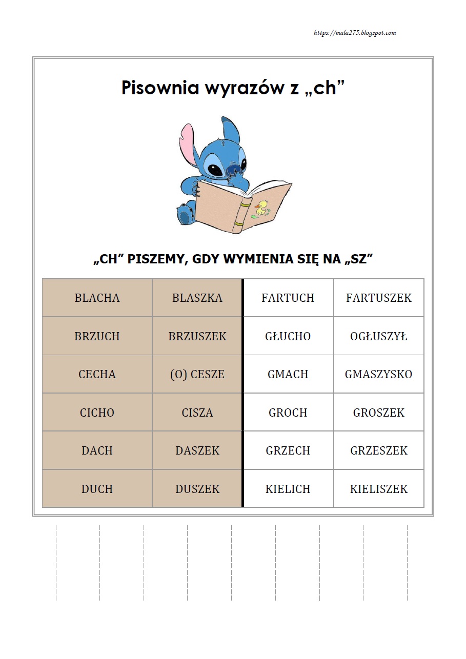 BLOG EDUKACYJNY DLA DZIECI: WYRAZY Z CH - "CH" WYMIENNE NA "SZ"