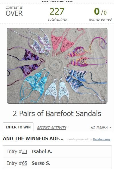 * WorldWidely Things *: Golden Hands Design Barefoot Sandals - WINNERS