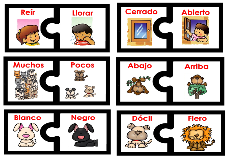 Fichas de Primaria: Rompecabezas de antónimos