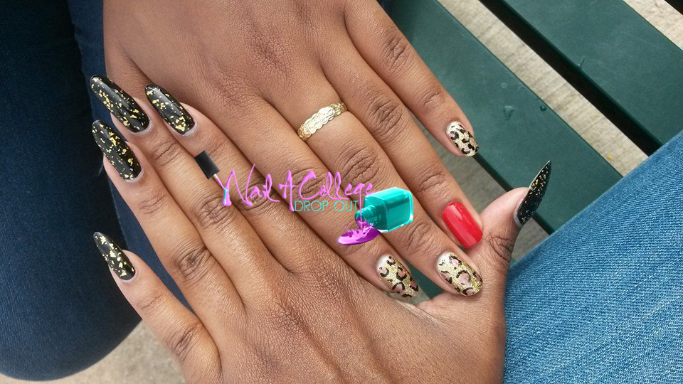 Nail A College Drop Out: Gold Leaf over Black