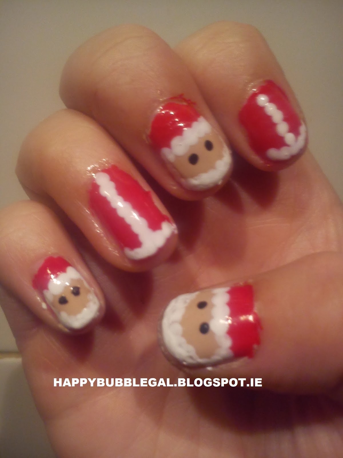Happy Bubble Gal: Christmas Nail Art - Santa Nails