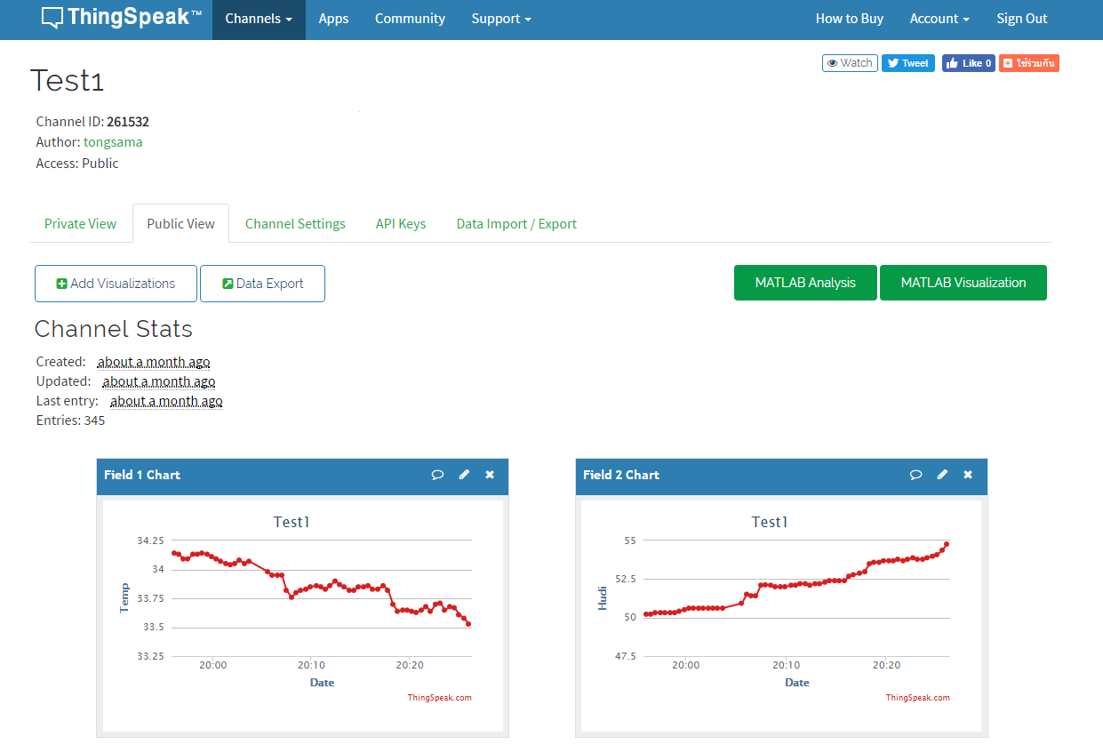 Embedded สัปดาห์ที่ 3 Arduino IoTs – ThingSpeak Interface