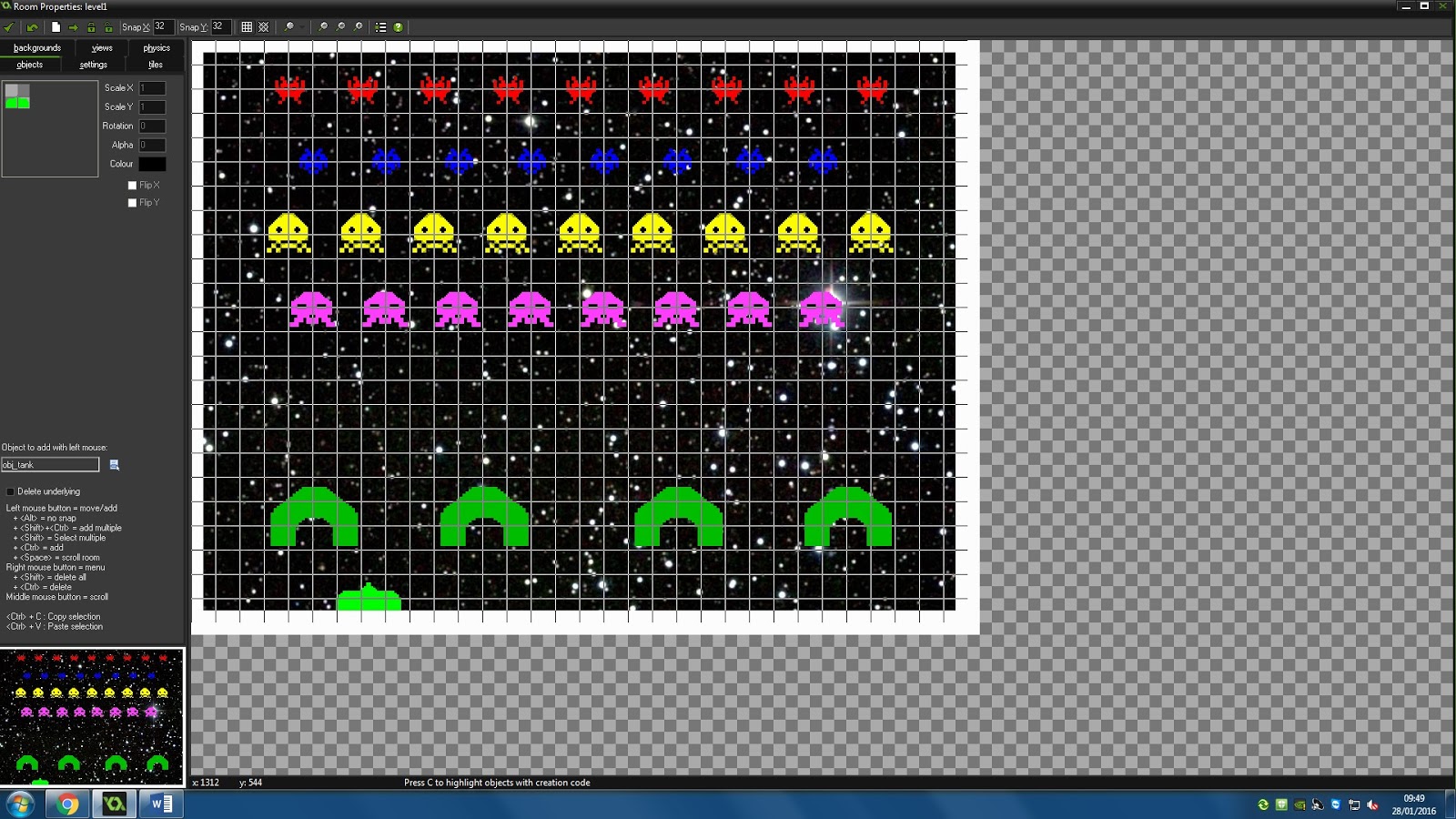 fr0gsblog: Game Maker: Creating Space Invaders.