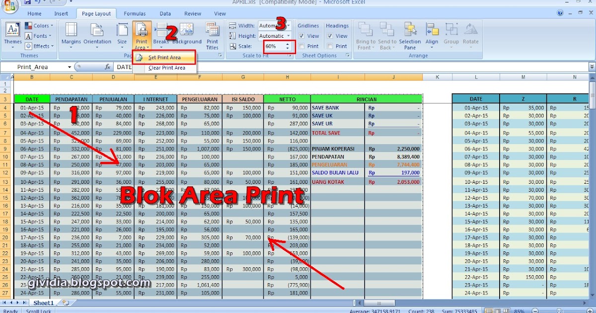 Cara Print Ms Excel Satu Lembar