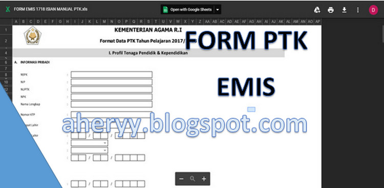Form Excel Emis 2017/2018 PTK Terbaru - WAWASAN PENDIDIKAN NUSANTARA