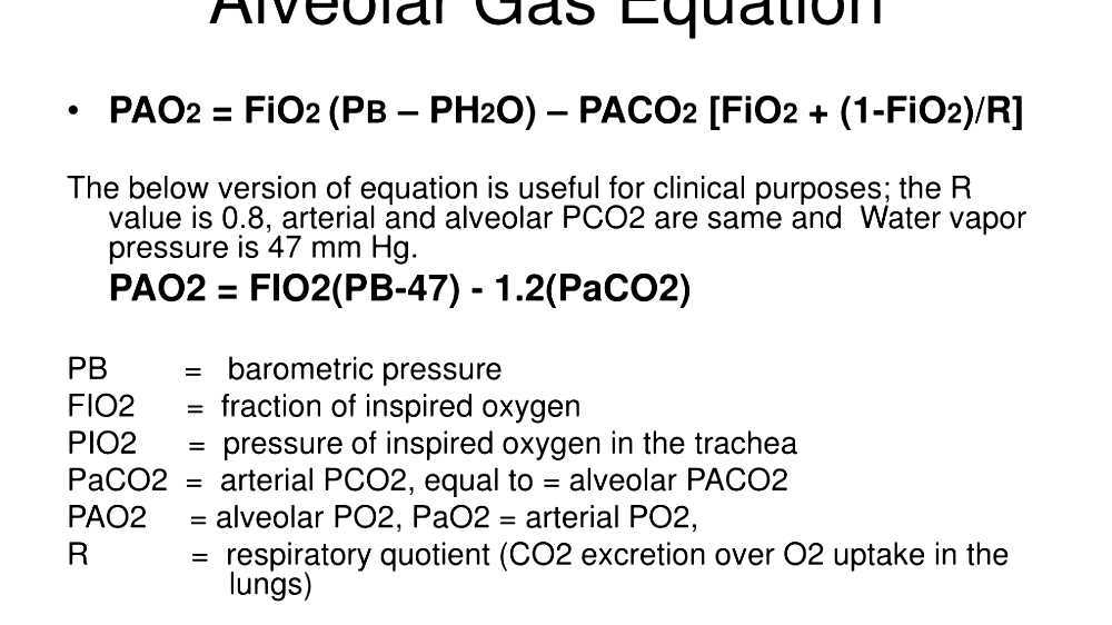 Alveolar gas equation