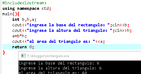 área de un rectángulo en c++ y java ejercicio
