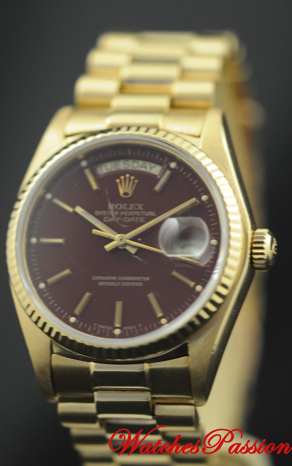 Watches Passion: Rolex DayDate Maroon Stella Dial