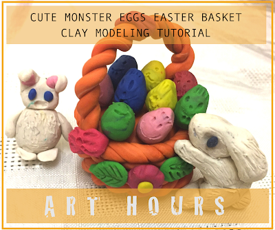 ArchGuide: Easter Basket with Cute Monster Eggs: Clay Modeling Tutorial