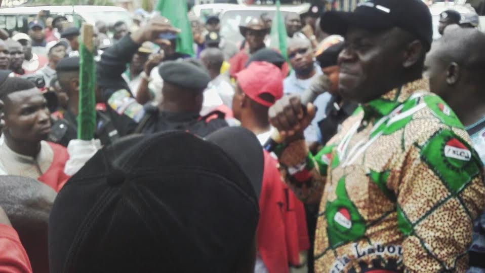NLC protests at Lagos State Secretariat, Alausa, Ikeja (Photos)