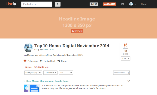 Listly crea listas colaborativas e interactivas. ~ Homodigital