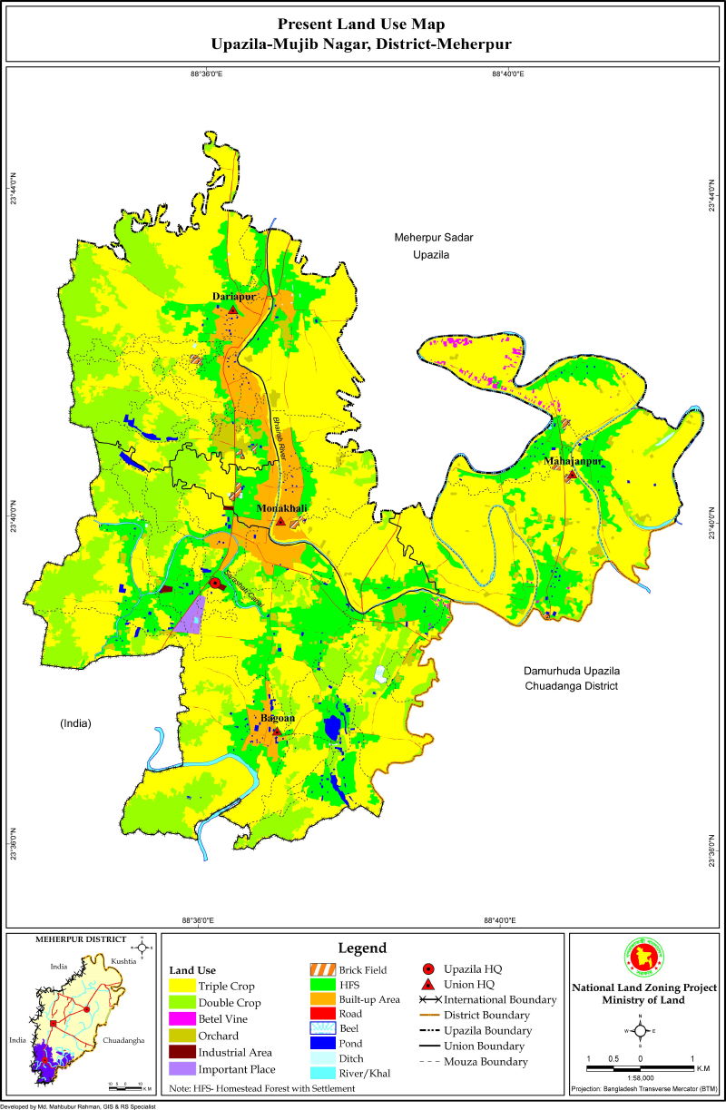 Mouza & Land Use Maps of Mujibnagar Upazila, Meherpur, Bangladesh ...