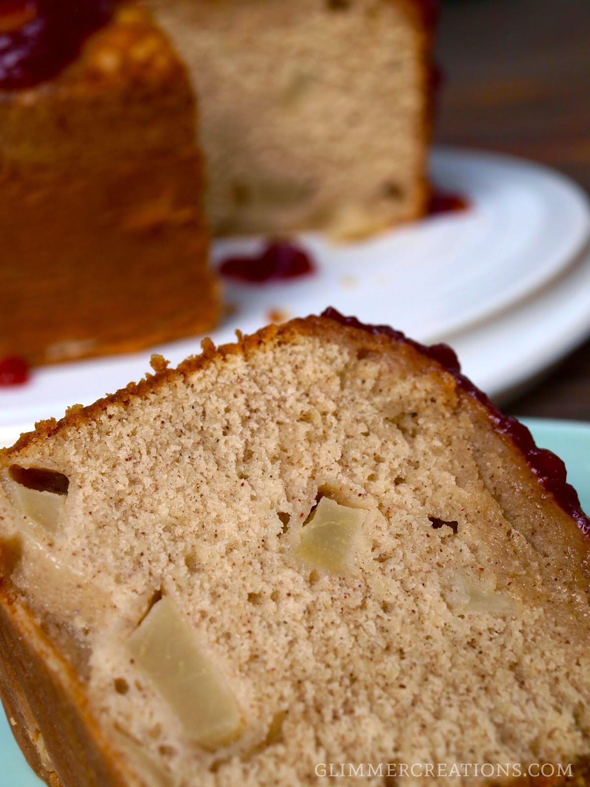 Glimmer Creations: Spiced Pear Pound Cake with a Cranberry Glaze Recipe