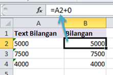 Contoh Rumus Excel Praktis: Konversi Text Menjadi Bilangan