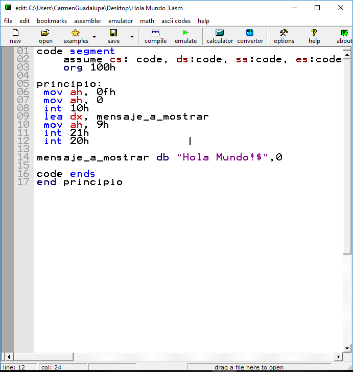 Lenguajes de Interfaz: Unidad No.1-Hola mundo 3