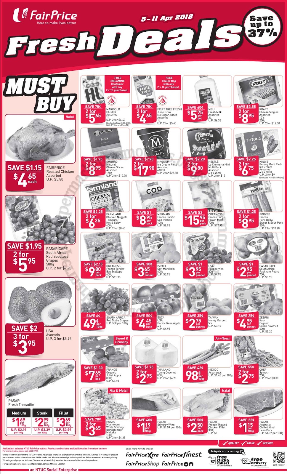 NTUC FairPrice Fresh Deals 05 - 11 April 2018 ~ Supermarket Promotions