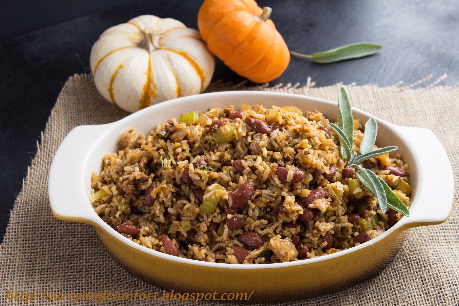 Kitchen Simmer: Brown Rice and Red Bean Sausage Stuffing
